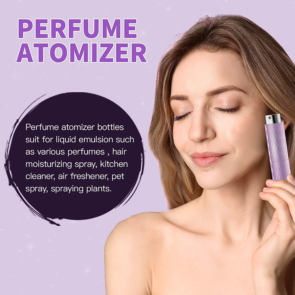 Tekson 8ML Perfume Atomizer Travel (3 PCS), Refillable Cologne Containers, Dispenser Spray Empty Bottle for Mini Sprayer Size