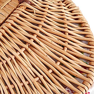 Wicker Picnic Baskets with Handle and Lid, Double Lids Wicker Picnic Basket for Picnic Hiking Camping Family Gatherings Home Decor