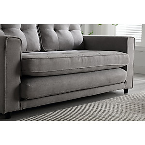 MYINDA Futon Sofa Bed, 55'' W Convertible Loveseat Sleeper with Pull Out Sofa, Space Saving Foldable Sofa Bed Couch with Side Pockets Living Room, Bedroom, Office (LightGray)