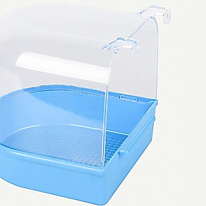 Bird Bath Cage Small Blue Bird Bath Tub Cover Shower Supplies for Cockatiel, Budgerigar, Macaw, Finch, Budgie, Parakeet, Conure, Canary, Parrots
