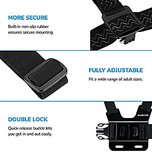 Sametop Head Mount Strap Chest Mount Harness Chesty Kit Compatible with GoPro Hero 11, 10, 9, 8, 7, 6, 5, 4, Session, 3+, 3, 2, 1, Hero (2018), Fusion, Max, DJI Osmo Action Cameras