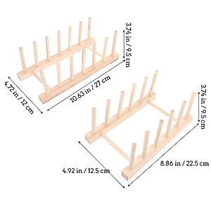 BESPORTBLE 2pcs Storage Rack Pot Lid Organizer Cutting Board Drying Stand Countertop Plate Holder Pot Pan Organizer Desk Topper Shelf Draining Rack Cup Drying Stand Baby Wood Tool Foldable