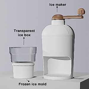 FAXIOAWA Ice Crusher Machine for Home Use, Hand Crank Ice Shaver Machine, Slushie Maker with Ice Mold, Shaved Ice Maker Machine for Snow Cones, Cocktails, Rapid and Easy Ice Cutting Orange