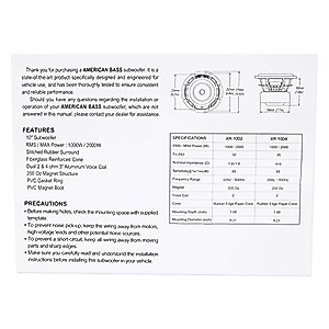 American Bass XR-10D2 10" Subwoofer Dual 2 Ohm 2000W Max 200 Oz. Magnet Single
