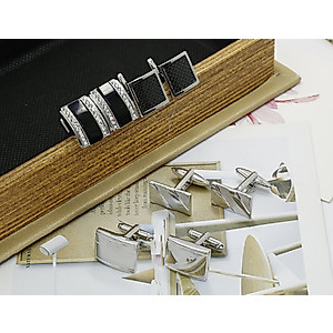 ORAZIO 4 Pairs Cufflinks for Men Cufflinks Set for Groomsman Tuxedo Wedding Silver Tone
