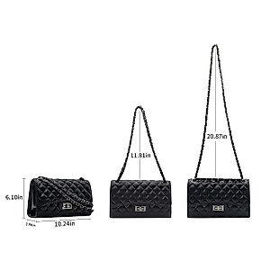 Eveupp Quilted Crossbody Bags for Women Black Chain Purse Leather Quilted Bag Clutch Purses Large