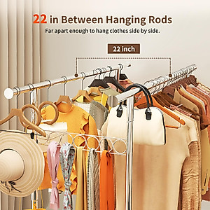 dgedby Clothes Rack Heavy Duty 620LBS For Hanging Clothes, Commercial Garment Rack Heavy Duty,Collapsible ＆ Portable Clothes Rack with Wheels,Rolling Clothing Racks Metal Clothing Rack (CR-H)