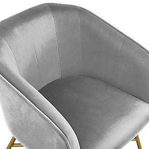 Topeakmart Modern Accent Barrel Chair Living Room Chair Velvet Accent Armchair with Metal Legs for Living Room Bedroom Home Office Grey