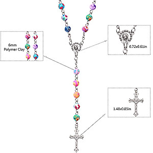 YWLI 7 PCS Rosary Beads Catholic for Woman - Confirmation Gifts for Teenage Girl, 7 Day Rosary, Various Styles of Rosary Necklace Set, Cross Rosary Necklace for Women