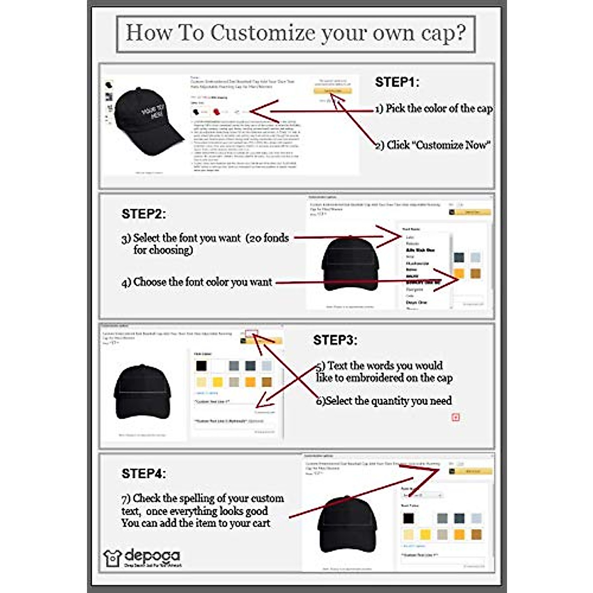 Custom Baseball Cap - Embroidered Hats Men & Women Personalized Cap Add Your Own Text Logo Dad Hat Black