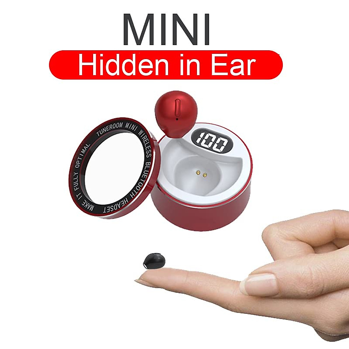 Loluka Mini Single Earbud Wireless Earbud Small Bluetooth Earphone LED Display Electricity Headset for Sleep on Side, Running, Workout, Travel, Handsfree for iOS Android