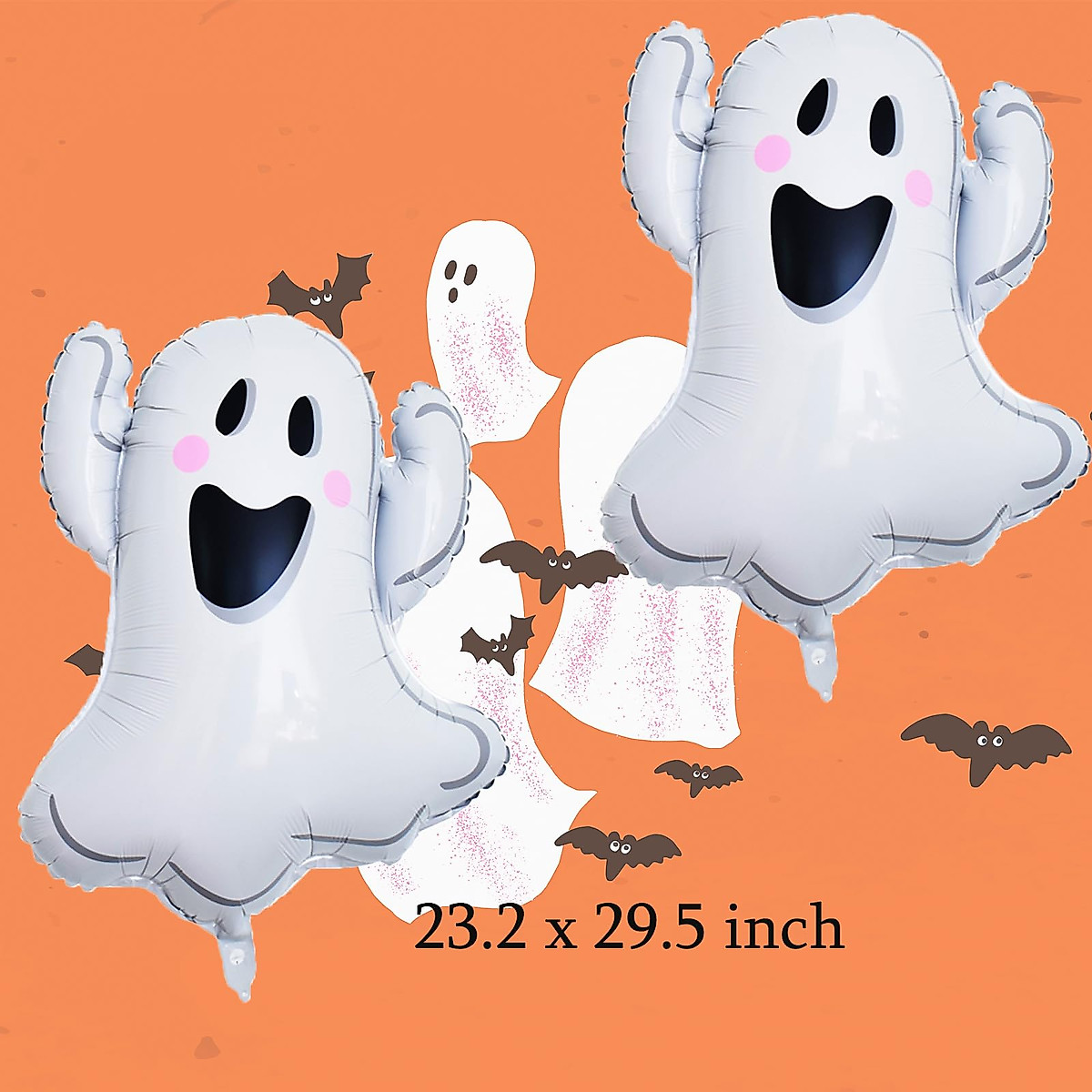 Halloween Party Balloons, 6PCS Large Halloween Ghost Foil Balloons Black Bat Mylar Balloons for Kids Halloween Props Halloween Birthday Party Decorations Supplies