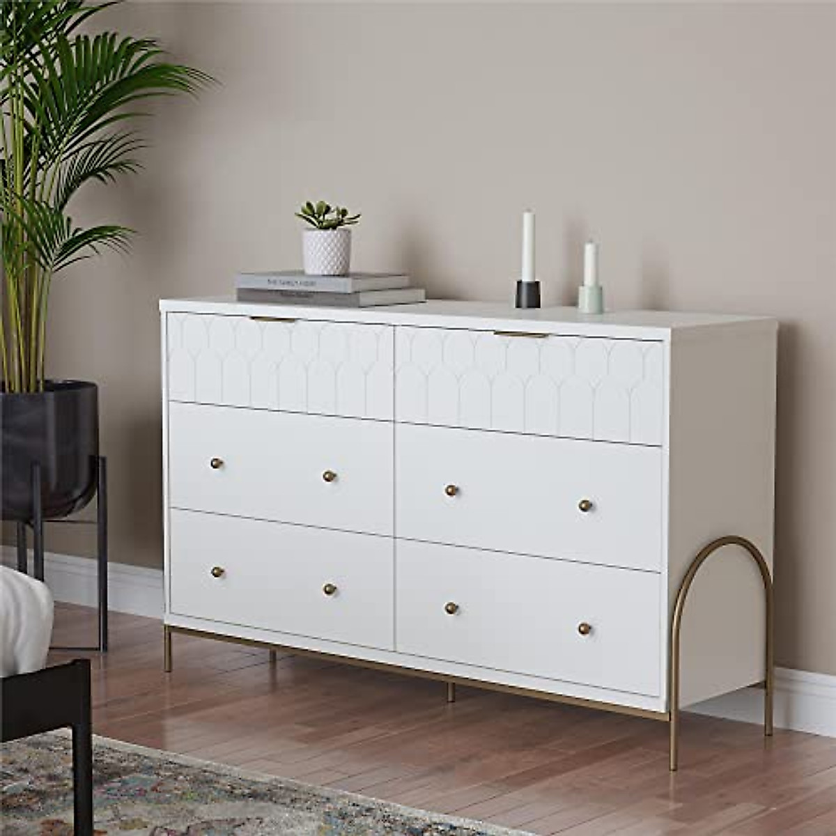 CosmoLiving by Cosmopolitan Anastasia Dresser, 6 Drawer, White