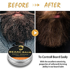 Beard Balm Conditioner for Men, Hydrates, Smooths, Adds Shine & Tames Flyaway Hair, Natural Organic Beard Conditioner with Shea Butter, Argan, Jojoba, and Orange Oils, Mild Citrus Smell - 2 Oz
