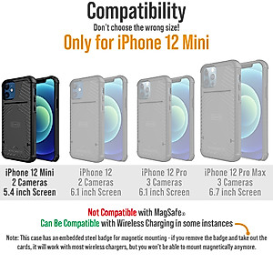 Scooch® for iPhone 12 Mini Case with Card Holder, Wingmate Wallet Case with Hidden Card Slot and RFID Protection for 3 Cards, 10-Foot Drop Protection, Black