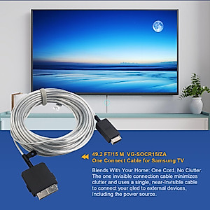 49.2ft/15m One Invisible Connection Optical Cable (Newest Model) VG-SOCR15/ZA for Samsung TV QN43-85 inches LS03CA LS03BA LS03AA QLED 4K 8K The Frame TVs