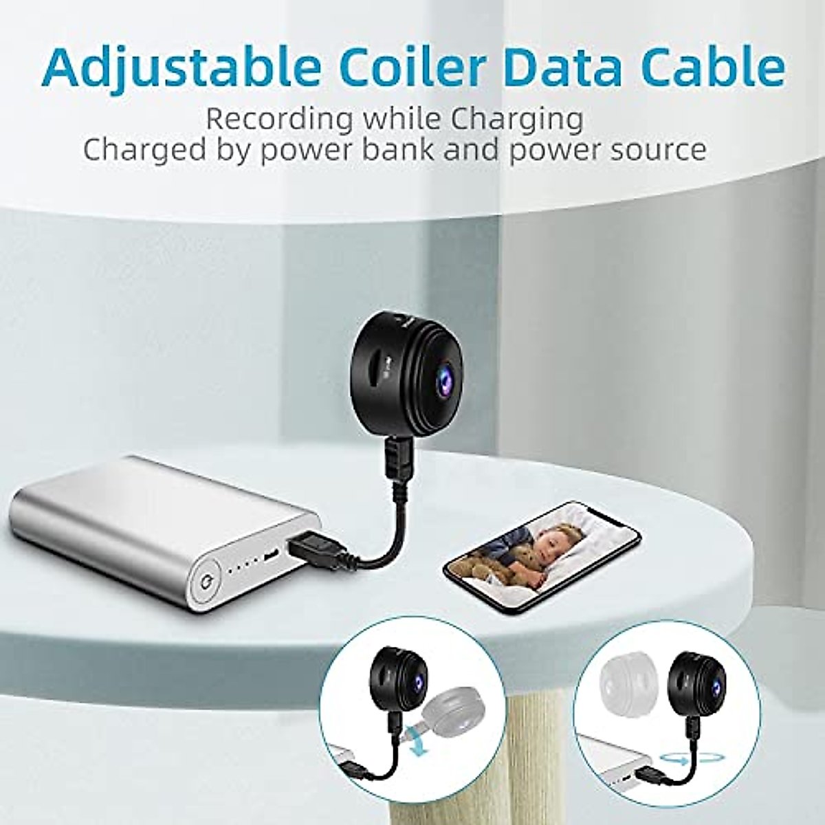 Mini Wireless WiFi Hidden Camera HD 1080P Home Security Cameras with Video Live Feed Covert Baby Nanny Cam with Cell Phone App Tiny Smart Cameras with Night Vision and Motion Detection