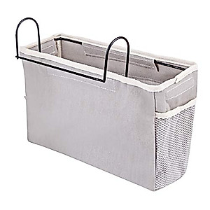 Scakbyer Bedside Caddy, 2PCS Bedside Storage Hanging Bag Bunk Bed Storage Caddy for Dormitory Room, Hospital Bed Rails, Baby Bed, Camp (Grey)