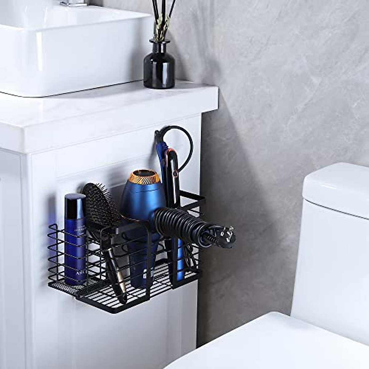 YIGII Hair Tool Organizer Wall Mount + Toilet Paper Holder Stand