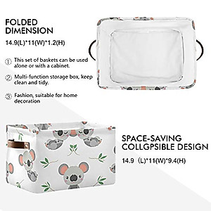 Nander Funny Sleeping Koala Bear Cube Folding Laundry Basket for Kids Toy Storage Basket Cosmetic Toys Cloth Storage Bins Organizer Office Stationery