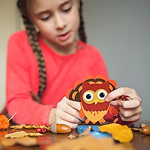 Autumn Thanksgiving Owl Craft Kit for Kids DIY Fall Turkey Day Paper Craft Kits Assorted Owl Shapes Gift with Pumpkins Favors Thanksgiving Day Project Home Classroom Game Activities(36 Sets)