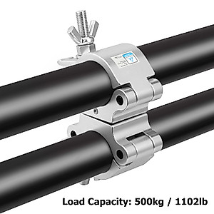 2 Inch Pro-Swivel Truss Clamp TUV, 2 Pack Eyeshot Heavy Duty 1100lb Swivel Coupler Truss Clamps, Dual Head Turn As Needed Two 360 Degree Lighting Clamps, Fit Pipe/Truss OD 48-52mm