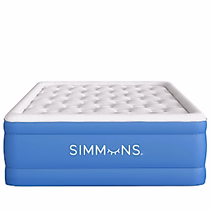 Simmons Rest Aire Mattress Air Bed with Side Built-in Pump and Soft Velveteen Topper, 17" Queen