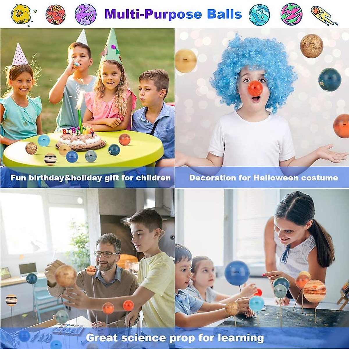 11 Piece Solar System Balls for Kids and Adult, Balls with Mesh Carry Bag, Educational Planets