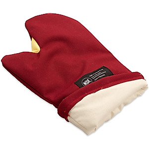 San Jamar KT0215 Cool Touch Flame Conventional High Heat Intermittent Flame Protection up to 900°F Oven Mitt, 15" Length, Red