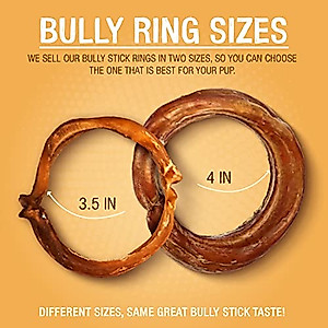 Pawstruck All Natural 4" Bully Stick Rings for Dogs, Grain Free, Low Odor, Single Ingredient, & Rawhide-Free Dental Chew Treat Bones, 100% Real Beef Fully Digestible, 3 Count
