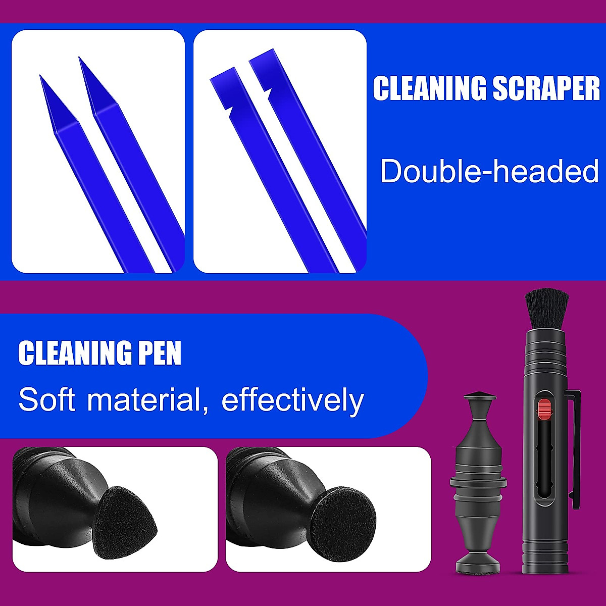 VR Headset Cleaning Kit, VR Lens Cleaner, Lens Pen Cleaner Kit for Meta Oculus Quest 2 3 /Xbox/PS/Wii, Cleaning kit for VR Facial Interface & Face Cover Pad Game Controller AR VR Accessories