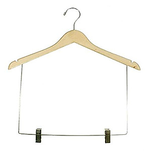 NAHANCO 101-17RC Wooden Display Hanger, 17" Natural Finish with 10" Drop and Bright Chrome Hardware (Pack of 12) (Pack of 12)