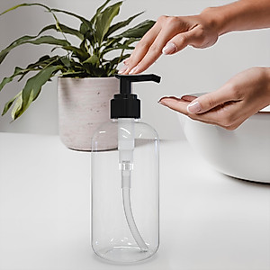 BRIGHTFROM Empty Lotion Pump Bottles 8 Oz, Refillable Plastic Containers, BPA-Free PETE1, Clear, Great for - Soap, Shampoo, Lotions, Liquid Body Soap, Creams and Massage Oil's (Pack of 2, Black)