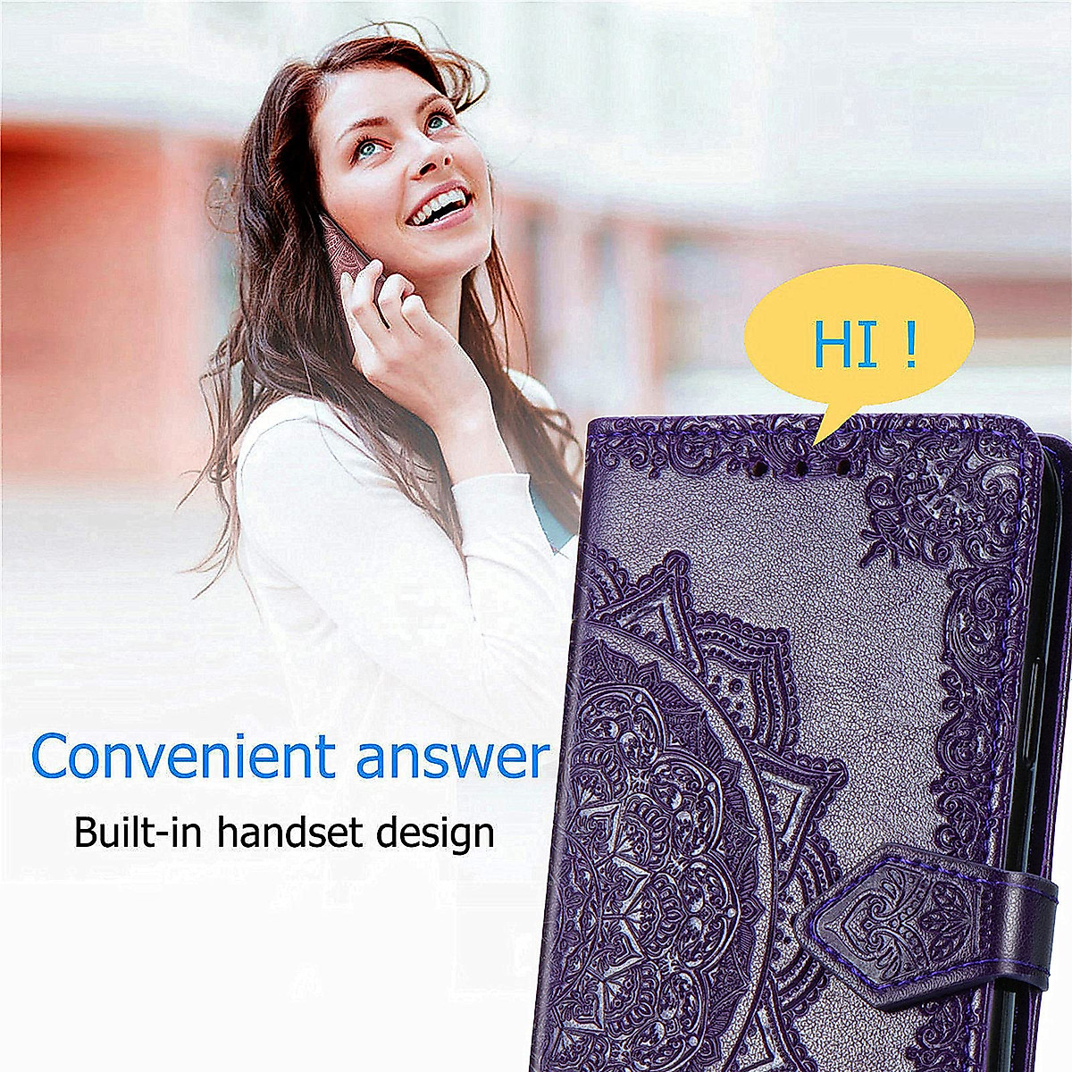 for Samsung Galaxy Z Fold 5 Case,Samsung Z Fold 5 Wallet Case,Flip Case PU Leather Emboss Henna Floral Mandala Flowers Folio Magnetic Kickstand Cover Card Slots for Samsung Galaxy Z Fold 5 Purple