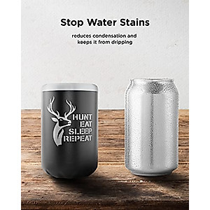 SoHo Can Cooler Gift for Men Hunting Lovers, Insulated for 12oz Standard Beer or Soda Can, Tumbler for Christmas 2022 / Birthday Gifts " Hunt Eat Sleep Repeat" (Gift Boxed)