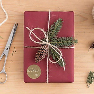 Let It Snow Holiday Stickers / 500 Brown Kraft Winter Snowflake Labels / 1.5" Christmas Card Envelope Seals