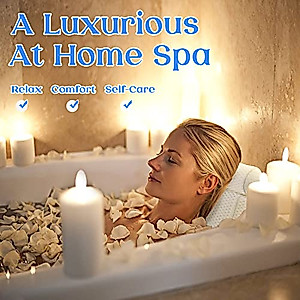 Bath Pillow, Bathtub Pillow with Anti-Slip Suction Cups, 4D Mesh Soft Spa Bath Tub Pillow, Bath Pillows for Tub with Neck and Back Support Fits Bathtub Spa Tub, Father's Day Dad Gifts