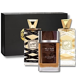 Lattafa Perfumes Oud Mood, Just Oud Boulevard Edition & Musk Mood PREMIUM COLLECTION |EDP - 100ML (3.4Oz) |Smoke, Vanilla, & Sandalwood|Saffron & Cardamom,White Musk.