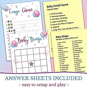 Gender Reveal Party Games - 5 Activities for 25 Guests - Double Sided Games