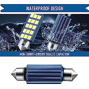 ZKFAR Pack-2 42mm LED Bulbs Extremely Bright, 3014 Chipsets 400LM for LED Interior Dome Map Door Lights Bulbs (White)