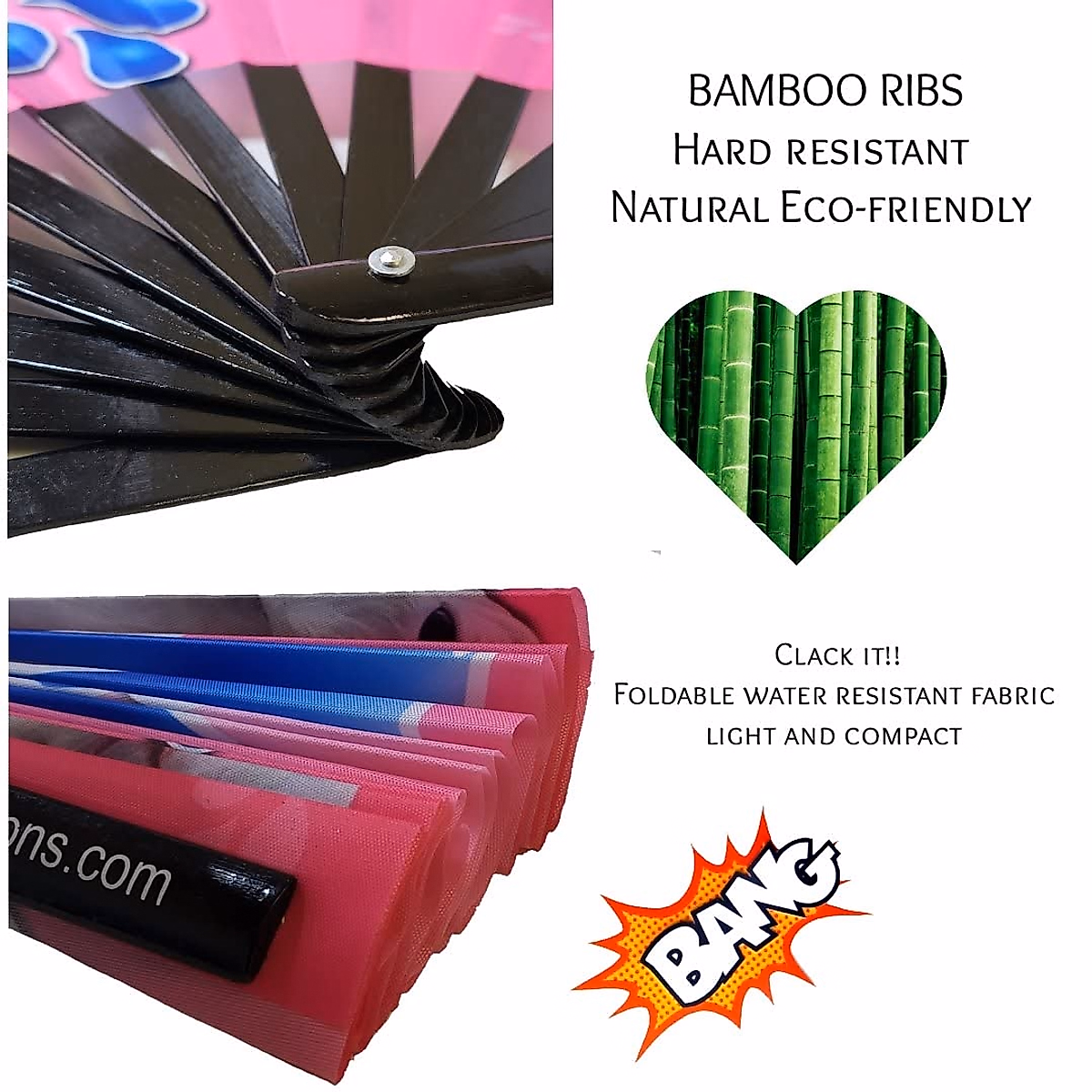 CTT CREATIONS US CTT Folding Fan- C U N T - Made with Bamboo and Nylon- Festival Rave EDM Concert Outdoor Activities - Festival Accesorie. (CUNT)