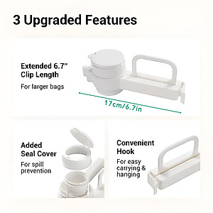 Atlodas Food Bag Sealing Clip with Pour Spout, Food Bag Clips with Pour Spouts, Great Clips Bags for Kitchen, Suitable for Small Particle Food, Liquid,Flour and Baby Food Storage Organizer (3 pcs)