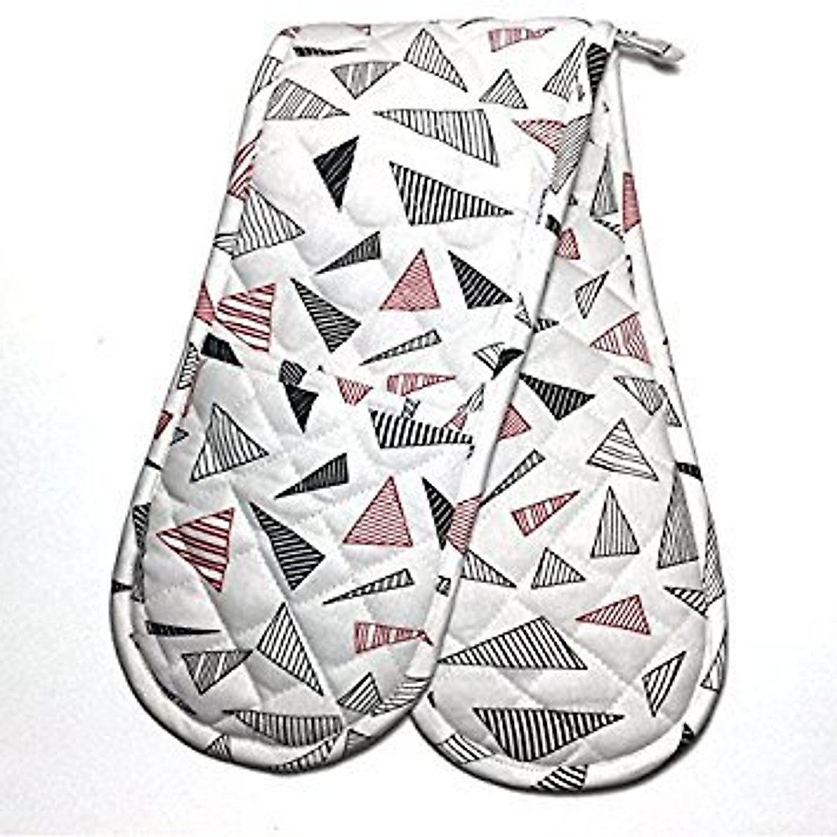 KreativeKitchenry Double Oven Gloves, Smart Home, Multi Striped, 1 Piece, Long, Mitts, Heat Resistant, 100% Cotton, Extra Thick, Quilted