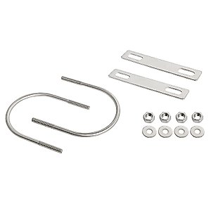 Aoje-Link Round U-Bolts 4.02"(102mm) Inner Width M8 Thread 304 Stainless Steel Silver with Plates Nuts Flat Washers for Car/RV/Trailer Bumper, 2Pcs