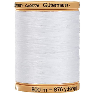 Gutermann 25049 Natural Cotton Thread Solids 876 Yards-White