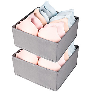 NAC HOOH Bra Organizer 2Pack Drawer Organizers Clothes Underwear Drawer Organizer Foldable Closet Organizers and Storage Dresser Drawer Dividers for Clothes Socks Scarves Towels Ties (2 PACK Gray)