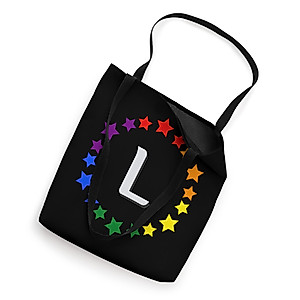 Gay Pride Letter L Monogrammed Rainbow Flag Stars Initial L Tote Bag