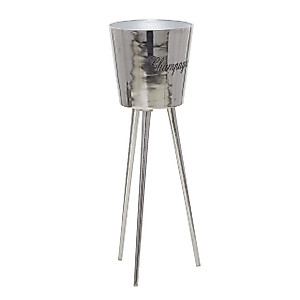 Deco 79 Aluminum Tall Floor Champagne 3 Bottle Ice Bucket, 9" x 9" x 28", Gray