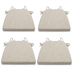 Shinnwa Dining Chair Cushions Set of 4 U Shaped Kitchen Seat Cushions for Chairs Non Slip High Density Foam Padded Chair Pads with Ties Beige