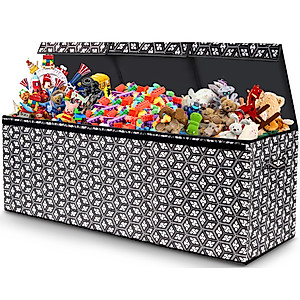 Large Toy Box, Toy Box for Boys, Toy Box Storage Chest, Collapsible Sturdy Storage Bins with Lids, Large Kids Toy Box Storage Chest Organizer for Nursery Room, Playroom, Closet, 40.6X16.5X14.2 In
